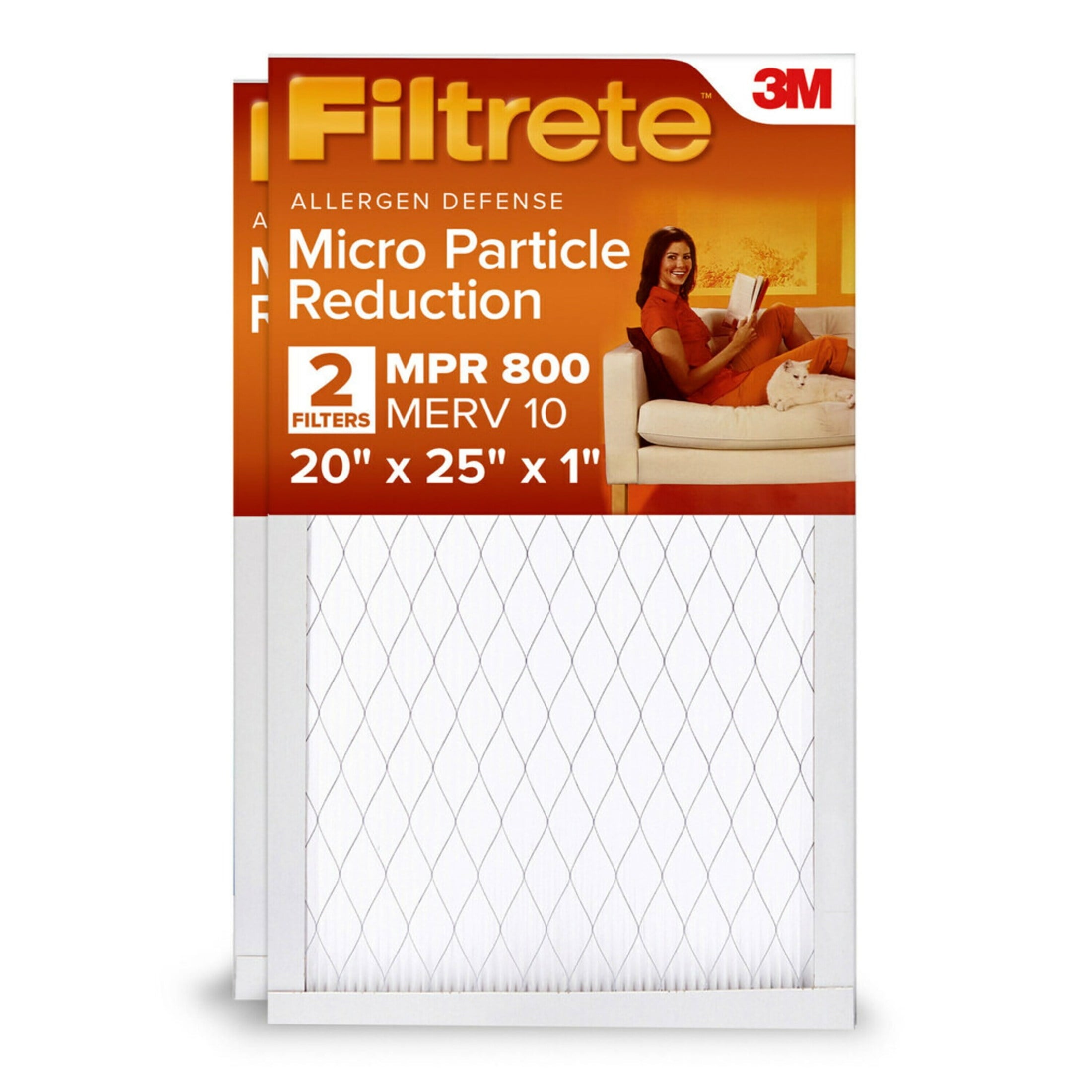 20X25X1 Air Filter, MPR 800 MERV 10, Micro Particle Reduction, 2 Filte ...